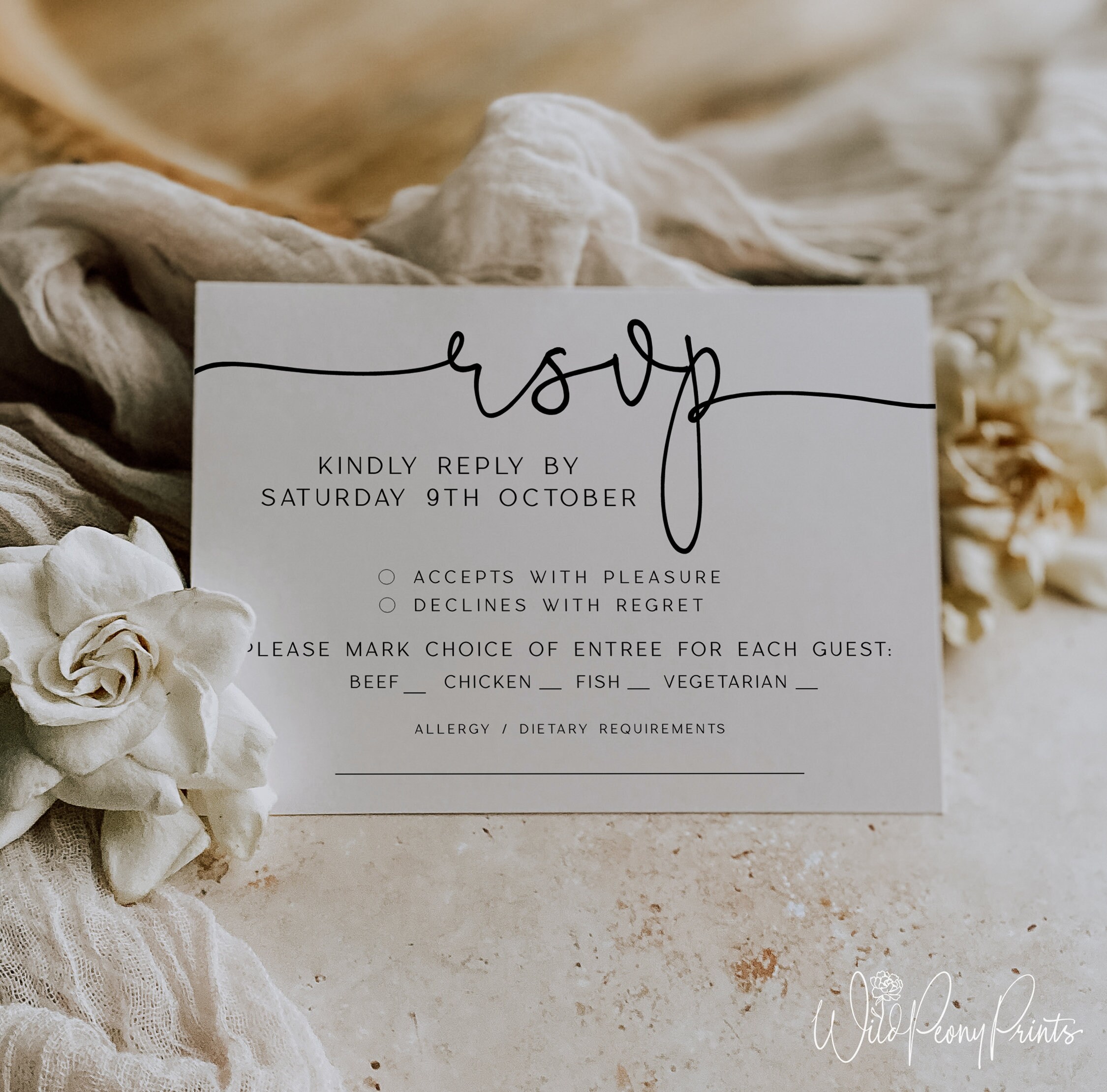 RSVP Card Template | Editable RSVP Card | Please Reply | Invitation ...
