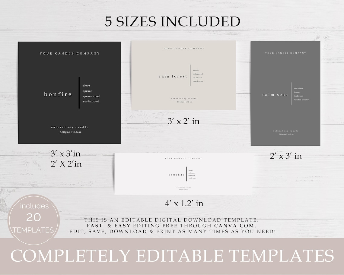 Candle Label Template | Minimal Style Candle Label | Modern ...