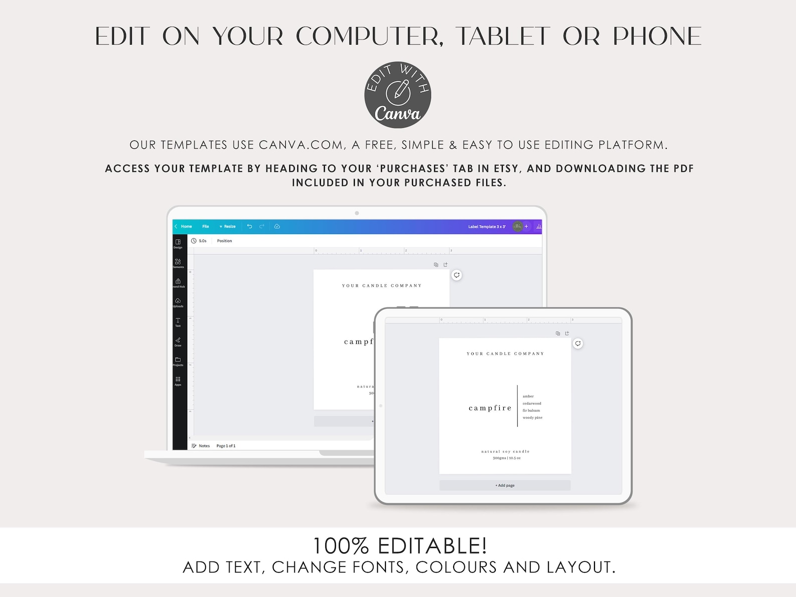 Candle Label Template | Minimal Style Candle Label | Modern ...