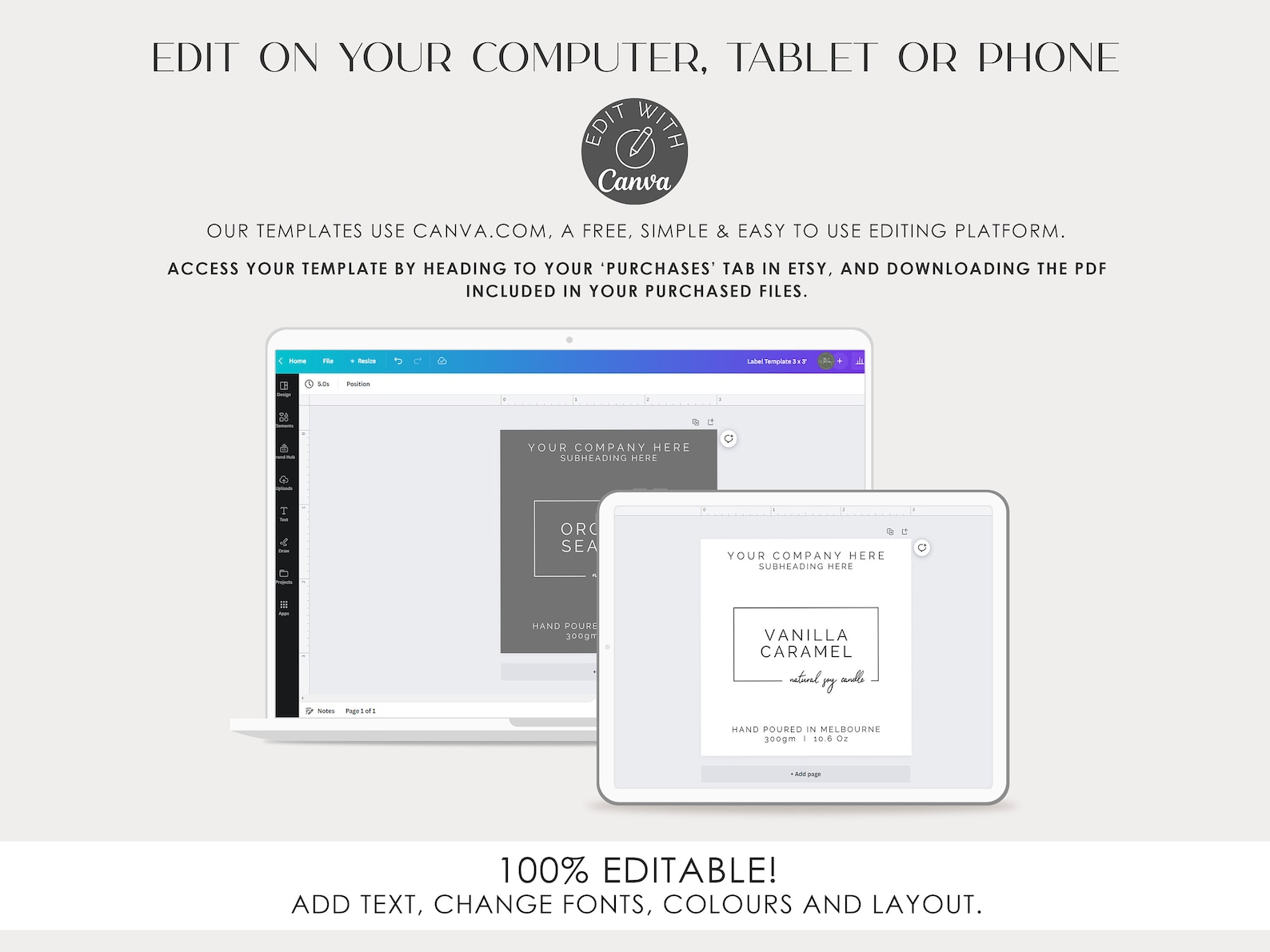 Editable Candle Label Template | Minimal Style Candle Label ...