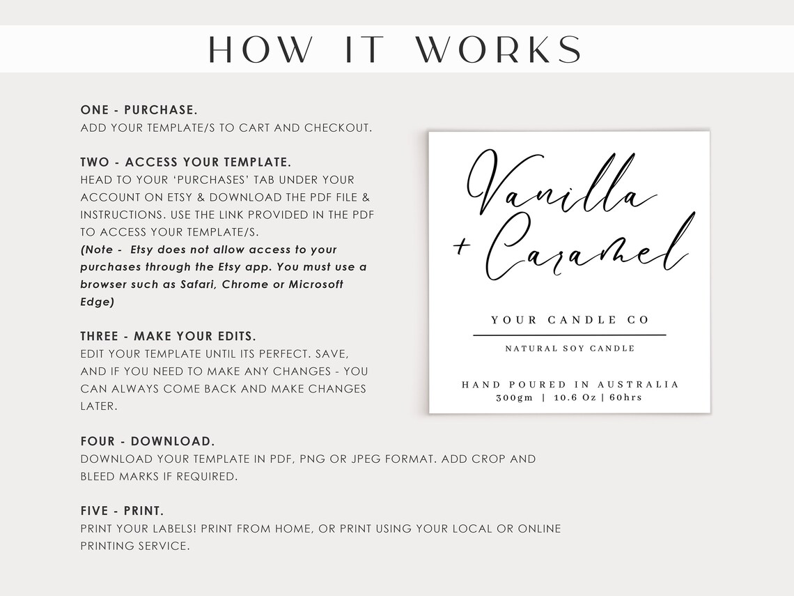 Editable Candle Label Template Minimal Style Candle Label - Etsy