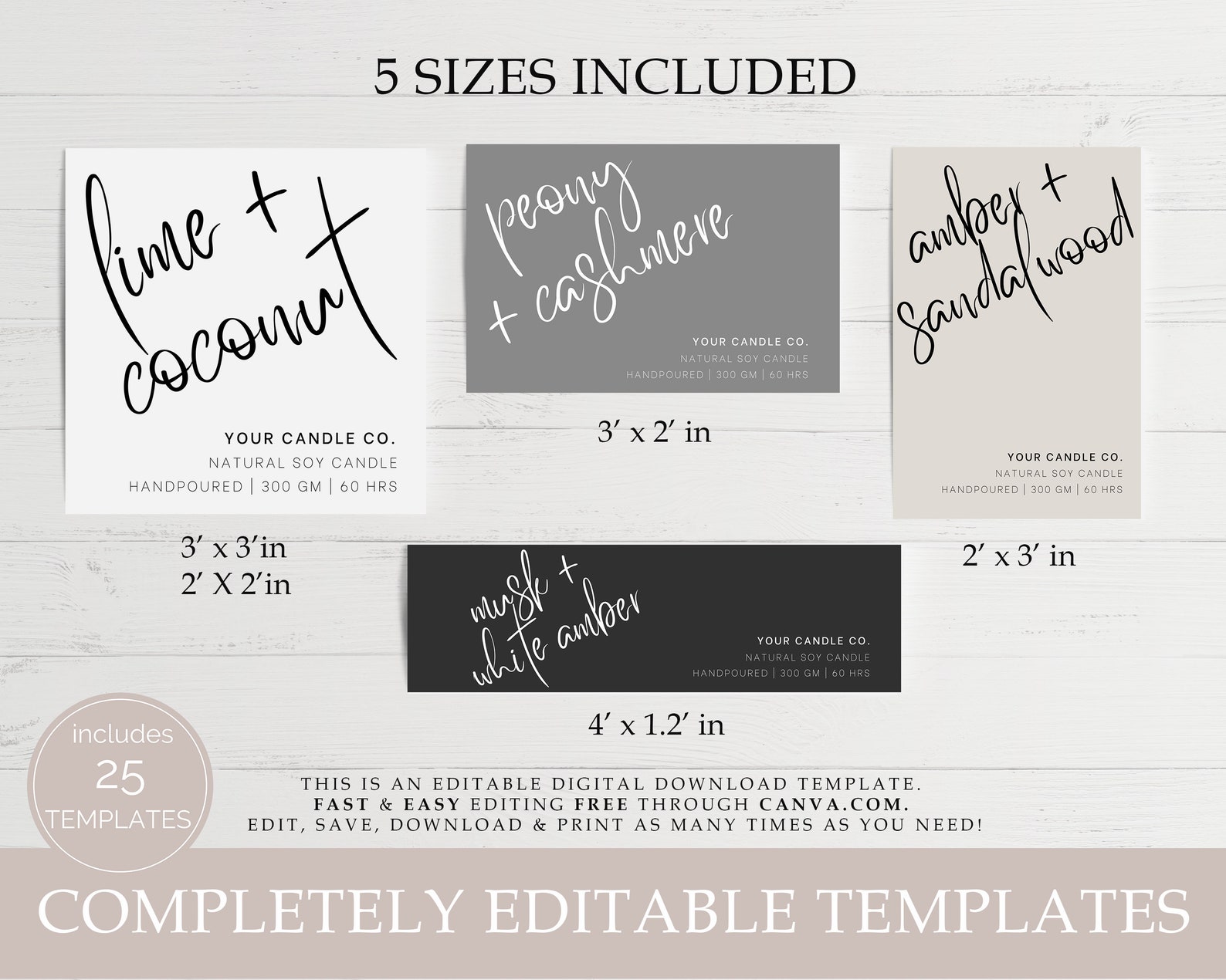 Editable Candle Label Template | Minimal Style Candle Label | Customisable Label | Modern Label ...