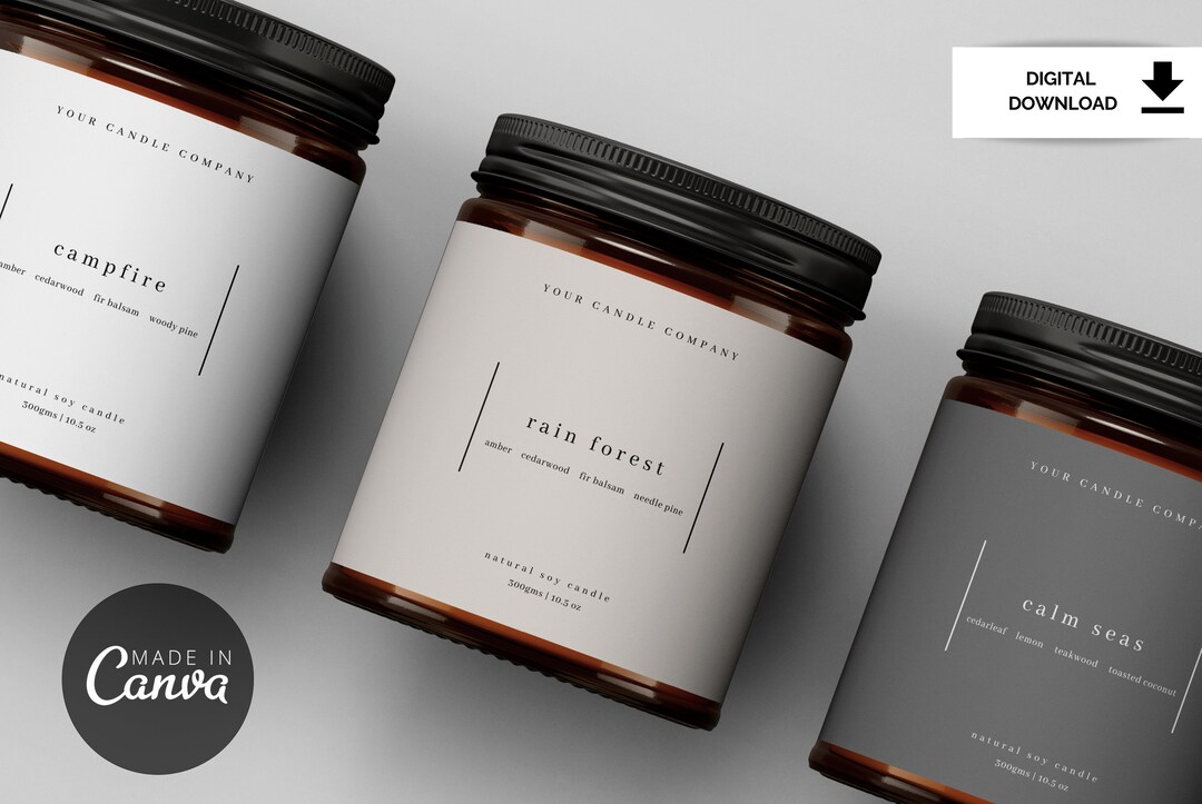 Candle Label Template Minimal Style Candle Label Modern Customisable ...