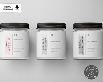 Editable Candle Label Template Minimal Style Candle Label Customisable ...