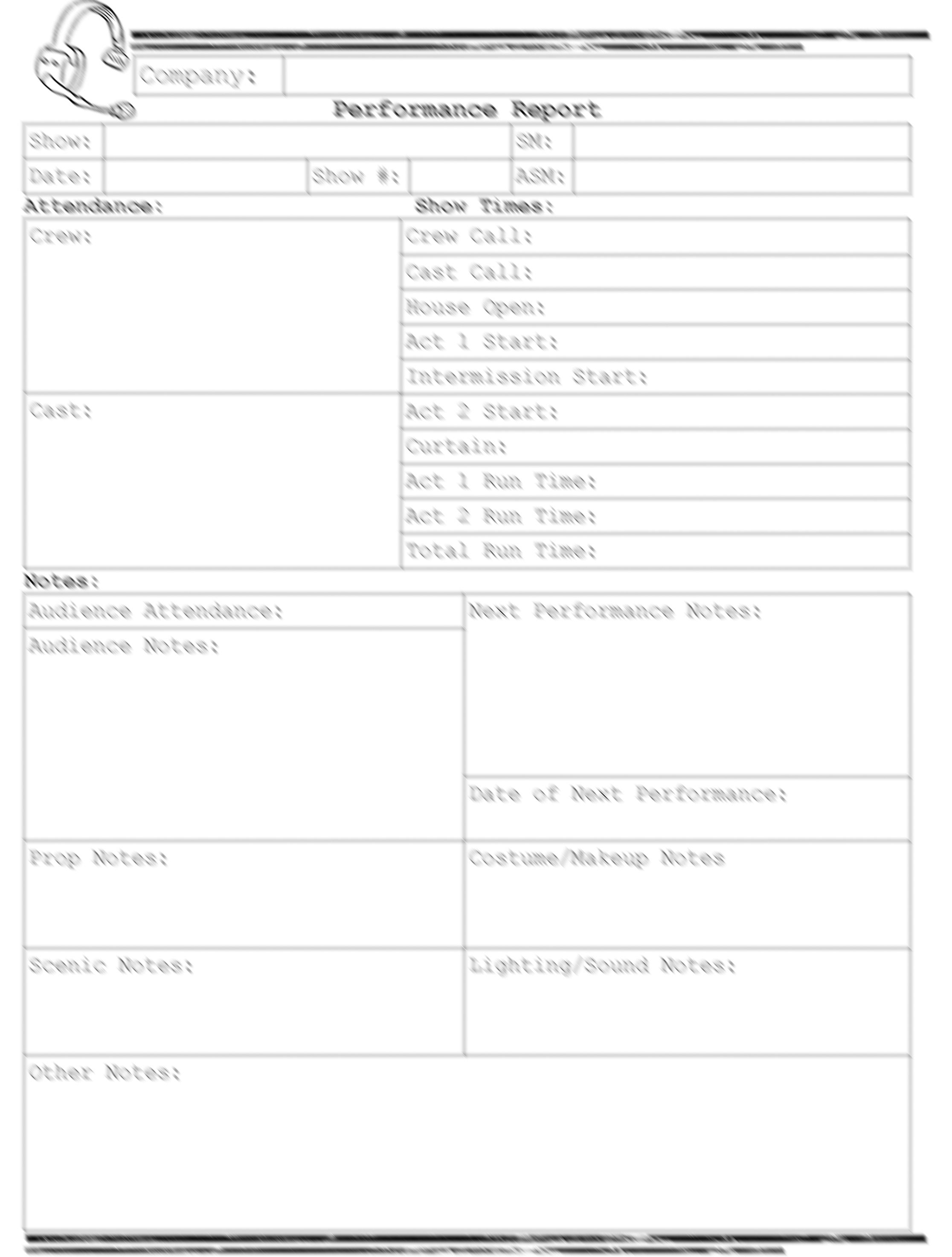BUNDLE Printable PDF Rehearsal and Performance Reports for Theater ...