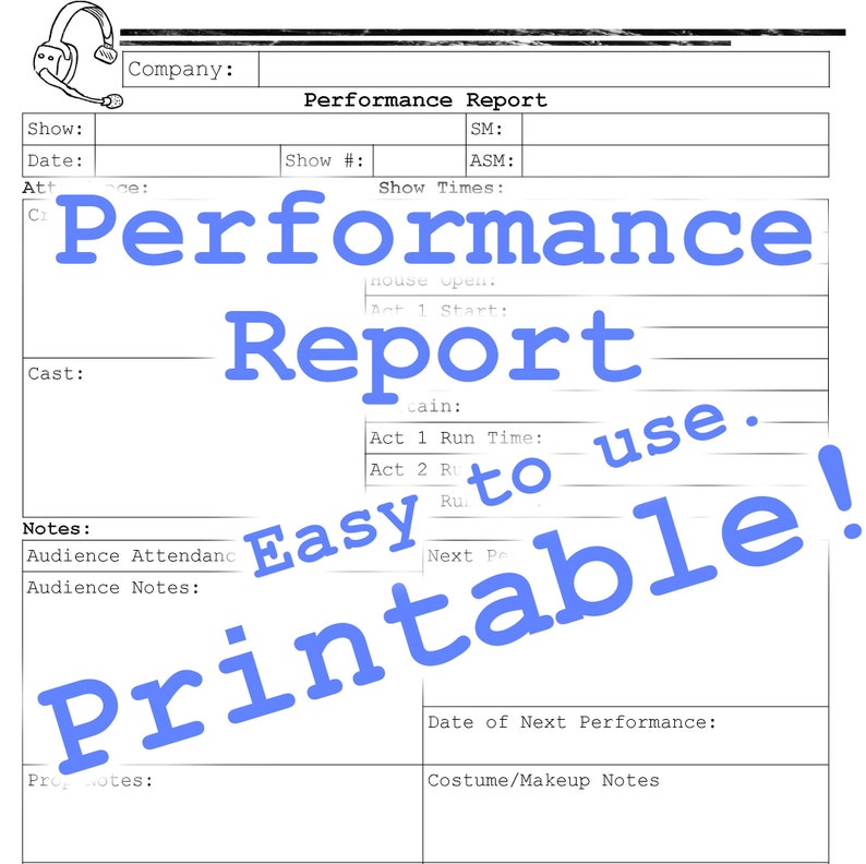 BUNDLE Printable PDF Rehearsal and Performance Reports for Theater ...