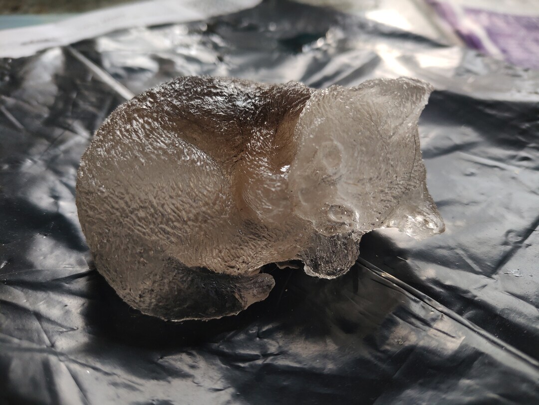 Clear Resin Cast Preserved Cat Fur Memorial Ornament 8.5cm Made to ...