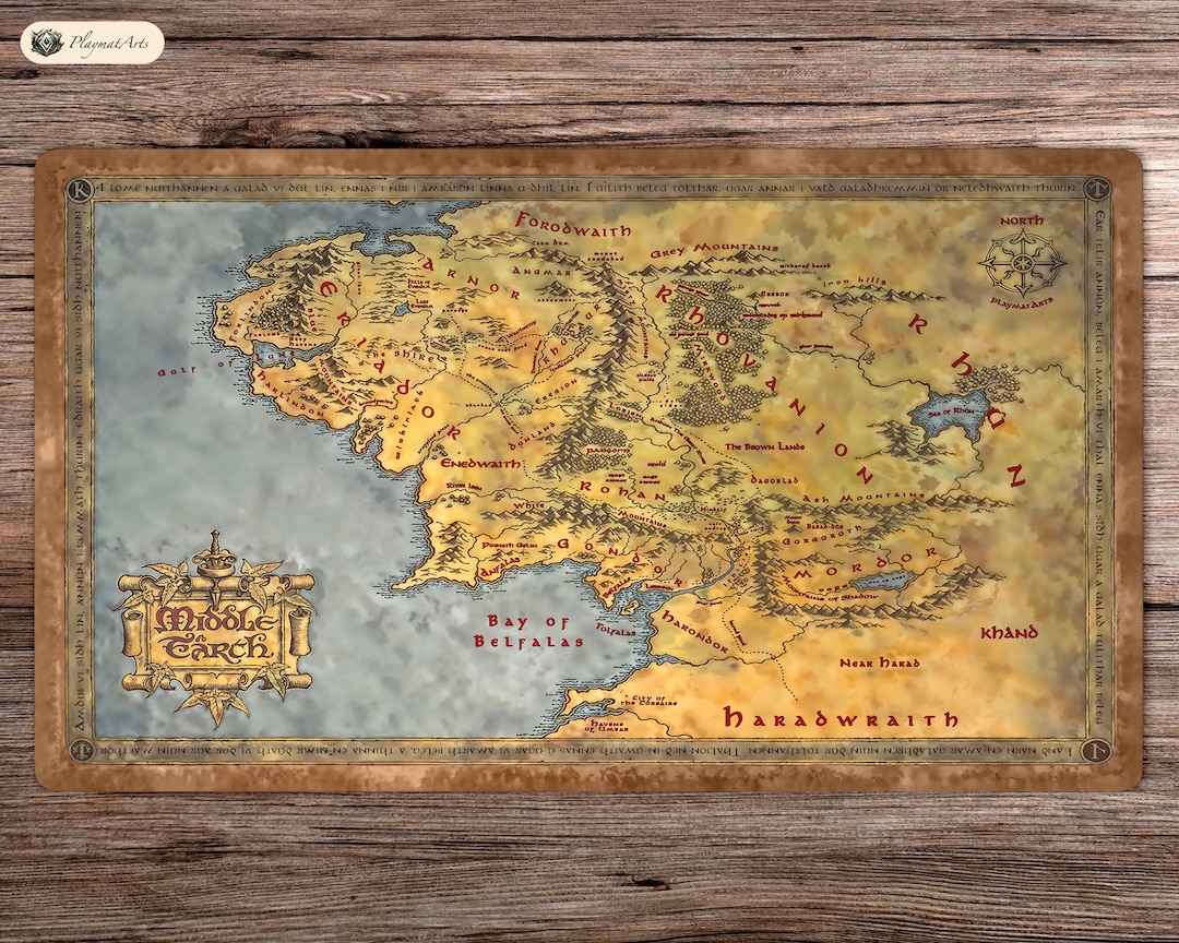 Middle Earth Map - 24"x14" - Playmat MTG - Board Game Mat for TCG - Etsy