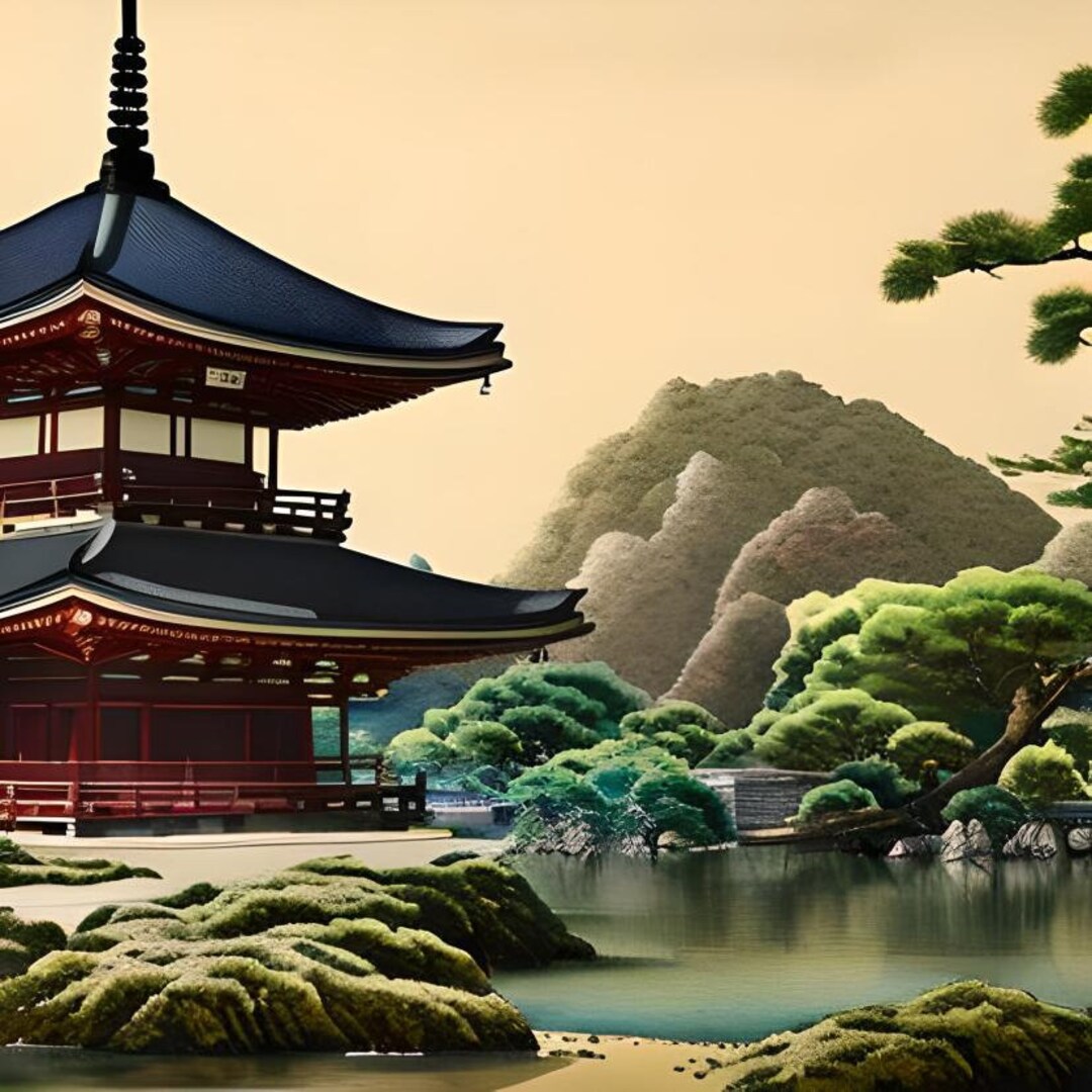 AI Generated Digital Art Print Japanese Temple 2 - Etsy