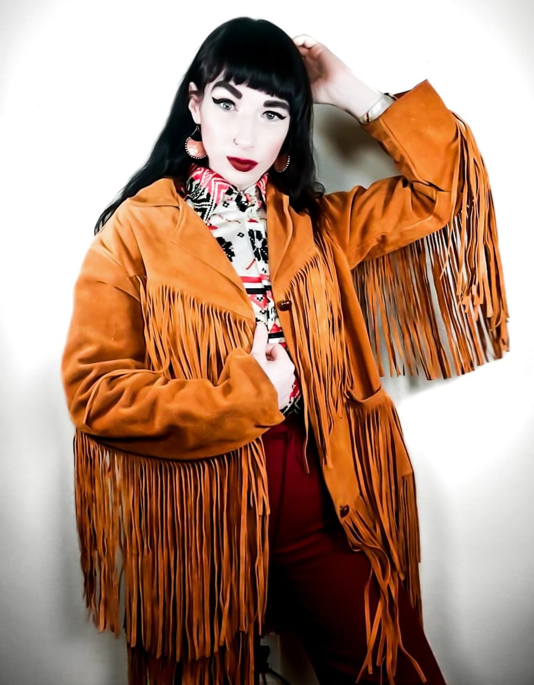 Vintage 1970s Western Fringe Suede Jacket 70s Hippie Leather Jacket ...