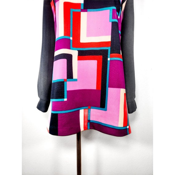 Vintage 1960s Colorblock Mod Midcentury Tunic Top | 6… - Gem