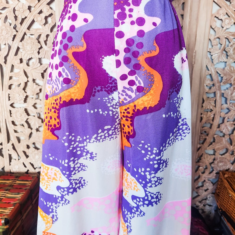 Vintage 1970s Wide Leg Psychedelic Mod Lounge Pants 70s Abstract Ripple ...