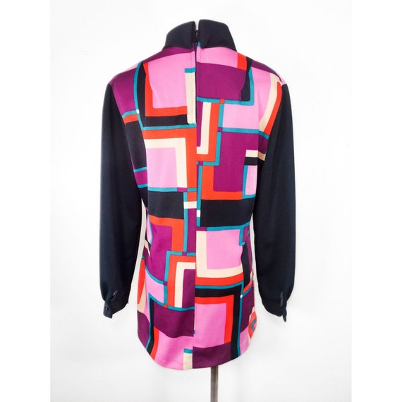 Vintage 1960s Colorblock Mod Midcentury Tunic Top | 6… - Gem