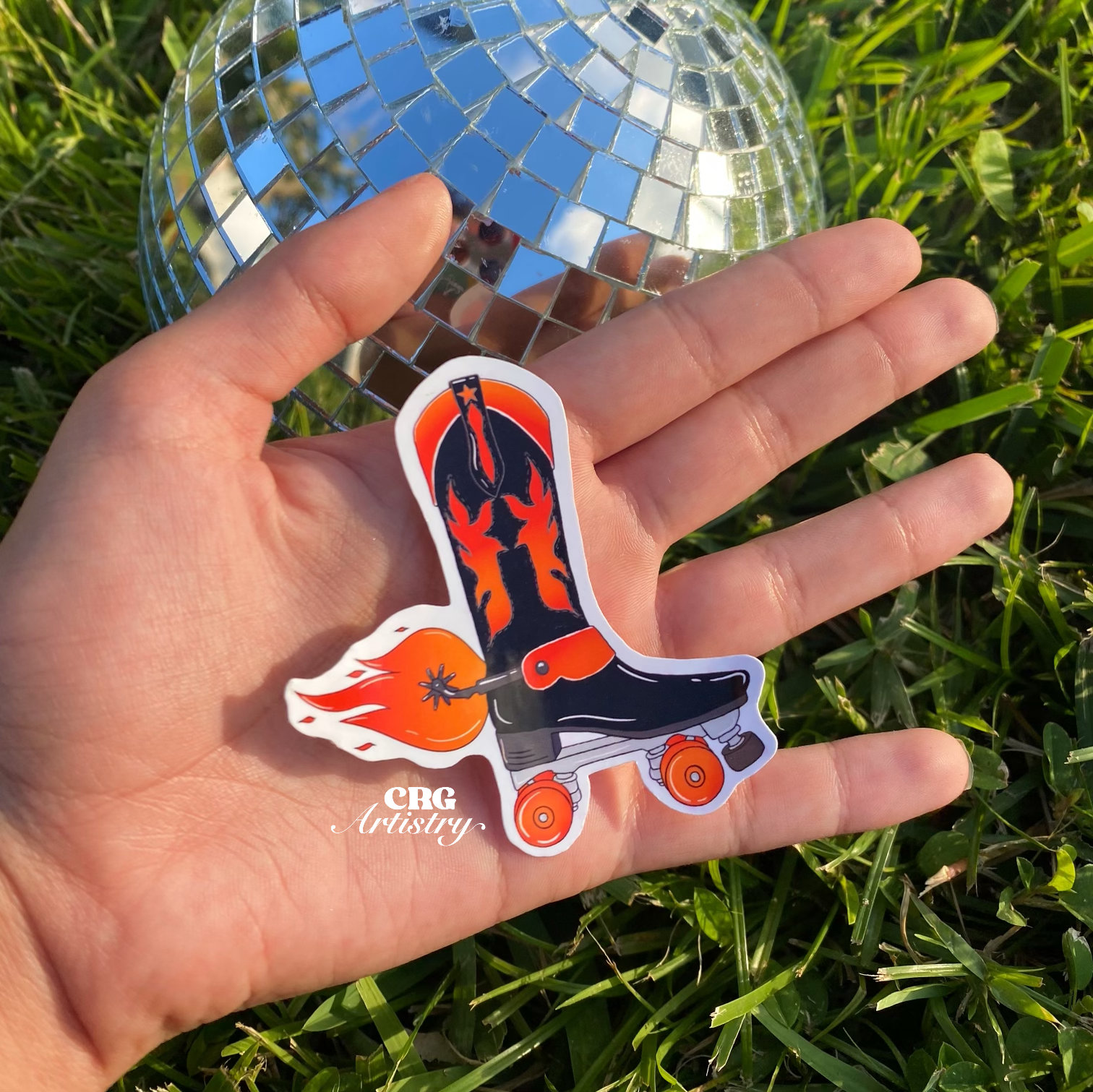 Roller Skate Cowboy Boot With Flames Vinyl Sticker - Etsy