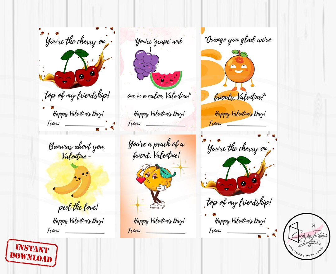 Valentine's Day Color Fruit Classroom Printable Cards—digital Download ...