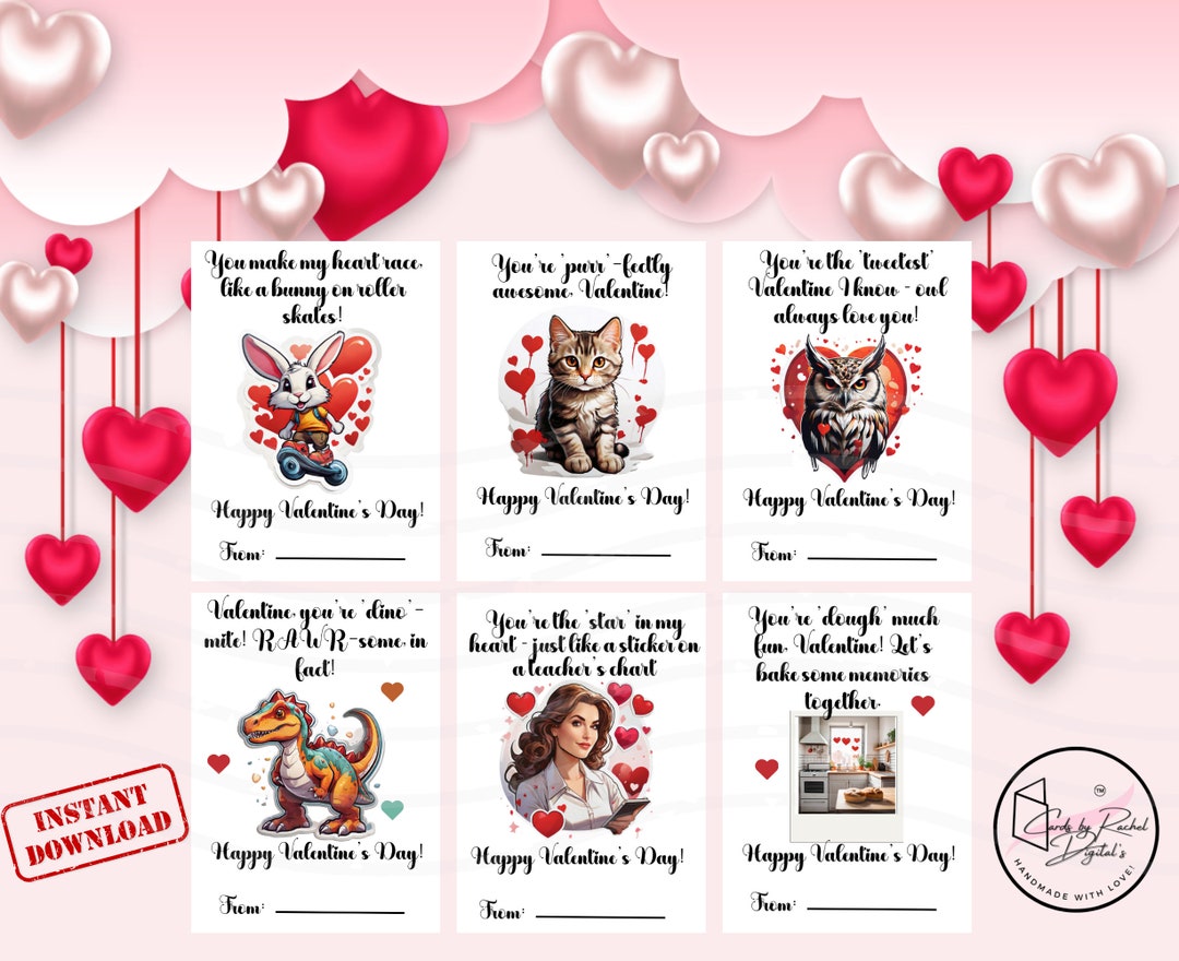 Valentine's Day Classroom Printable Cards - Instant Digital Download ...