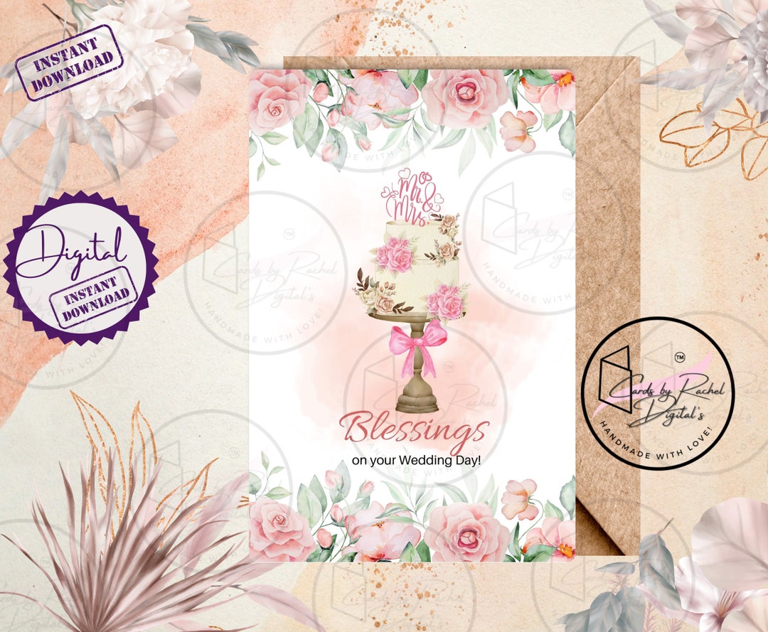Printable Blessing on Your Wedding Day Greeting Card, Digital Print ...