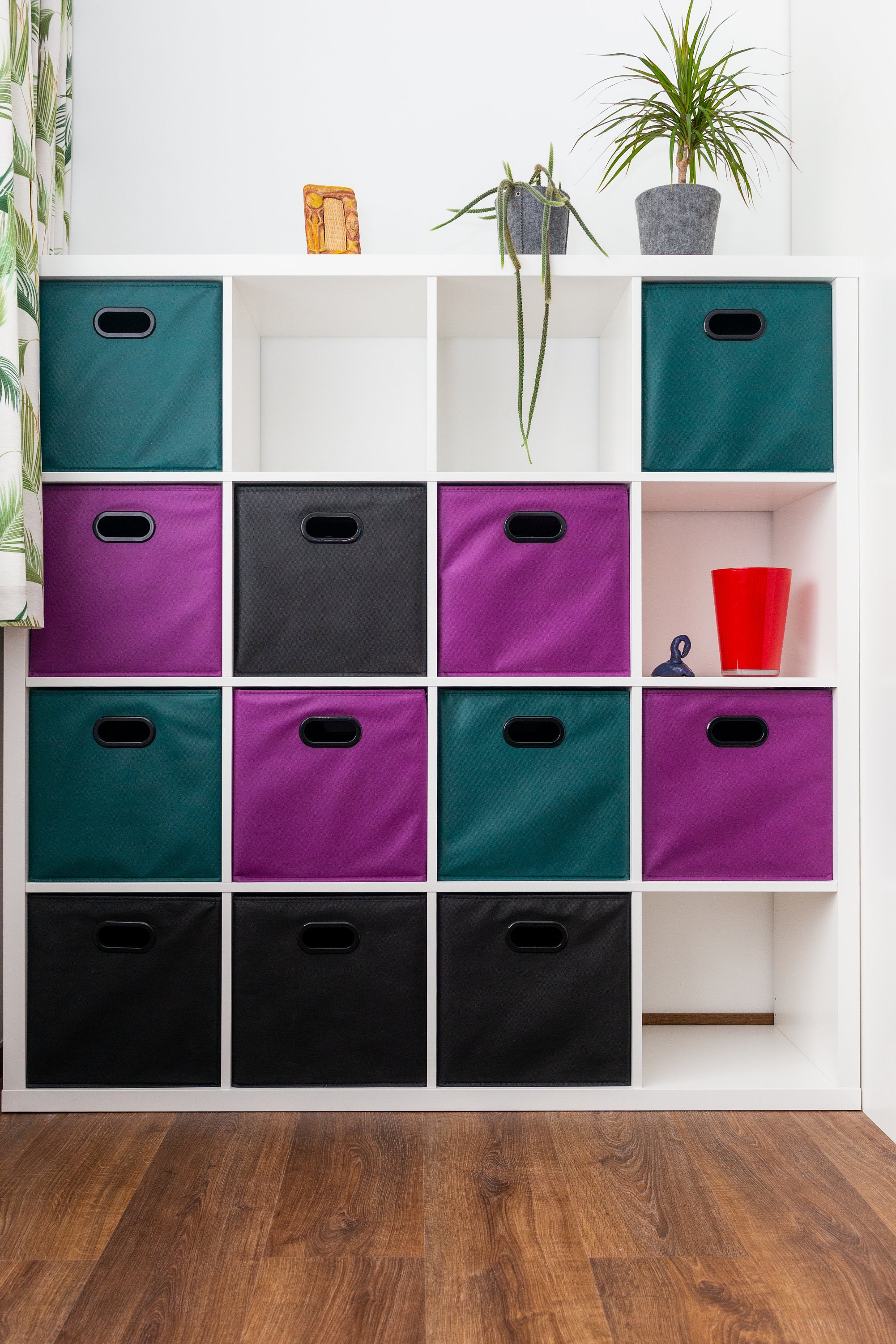 VERDE OSCURO La mejor caja para Kallax 33x38x33, caja lisa clásica ...