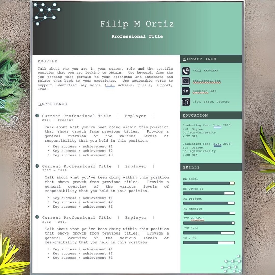Sea Foam Digital Resume - Etsy