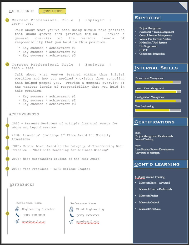 Yellow and Blue Themed Modern Digital Resume With Picture Designed in ...