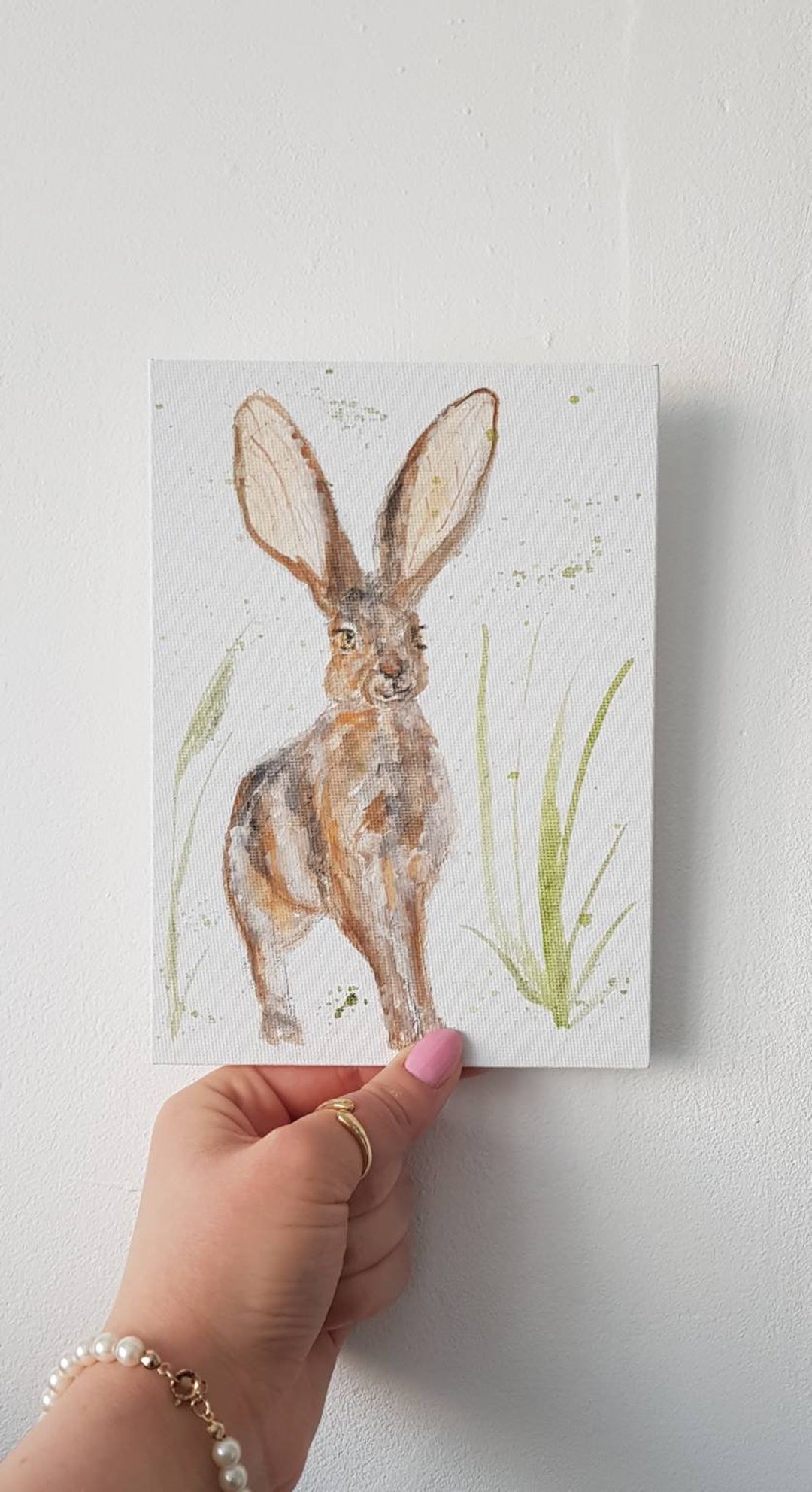 Hare Painting on Canvas Board Hare Painting Hare Gifts Hare in A Meadow ...