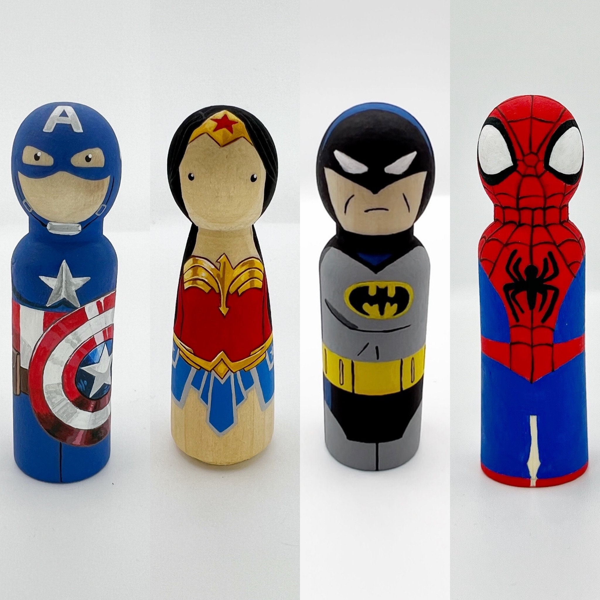Super Hero Peg Dolls - Etsy