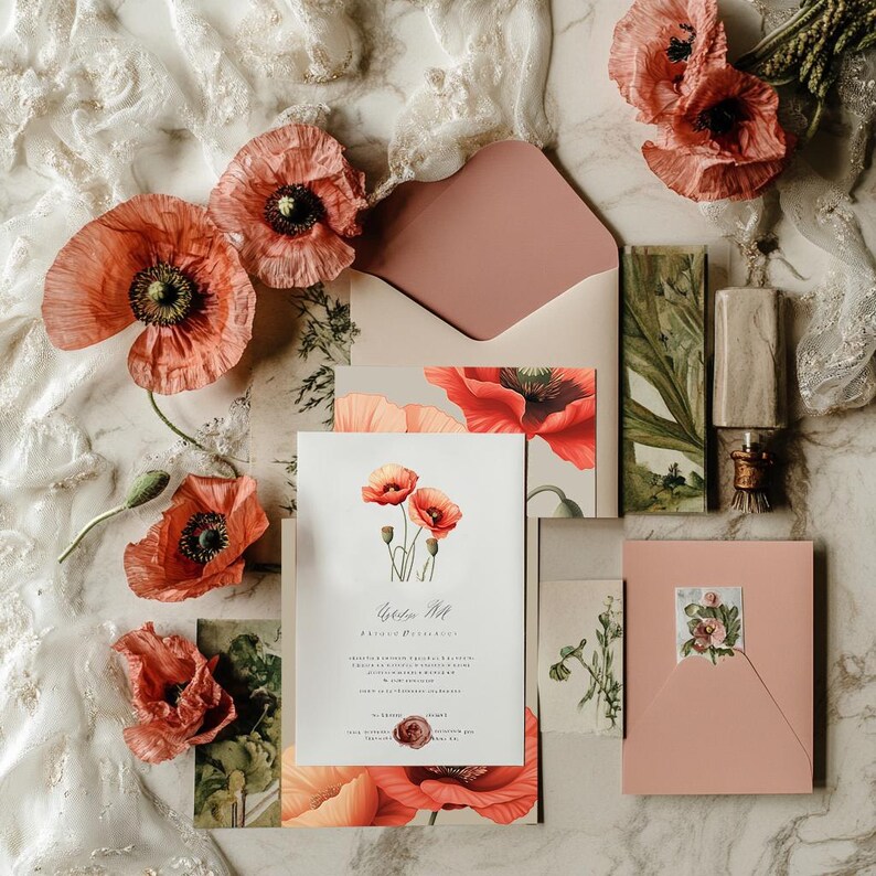 Digital Art Poppies Set - Graphic Elements for Design Projects, Floral ...