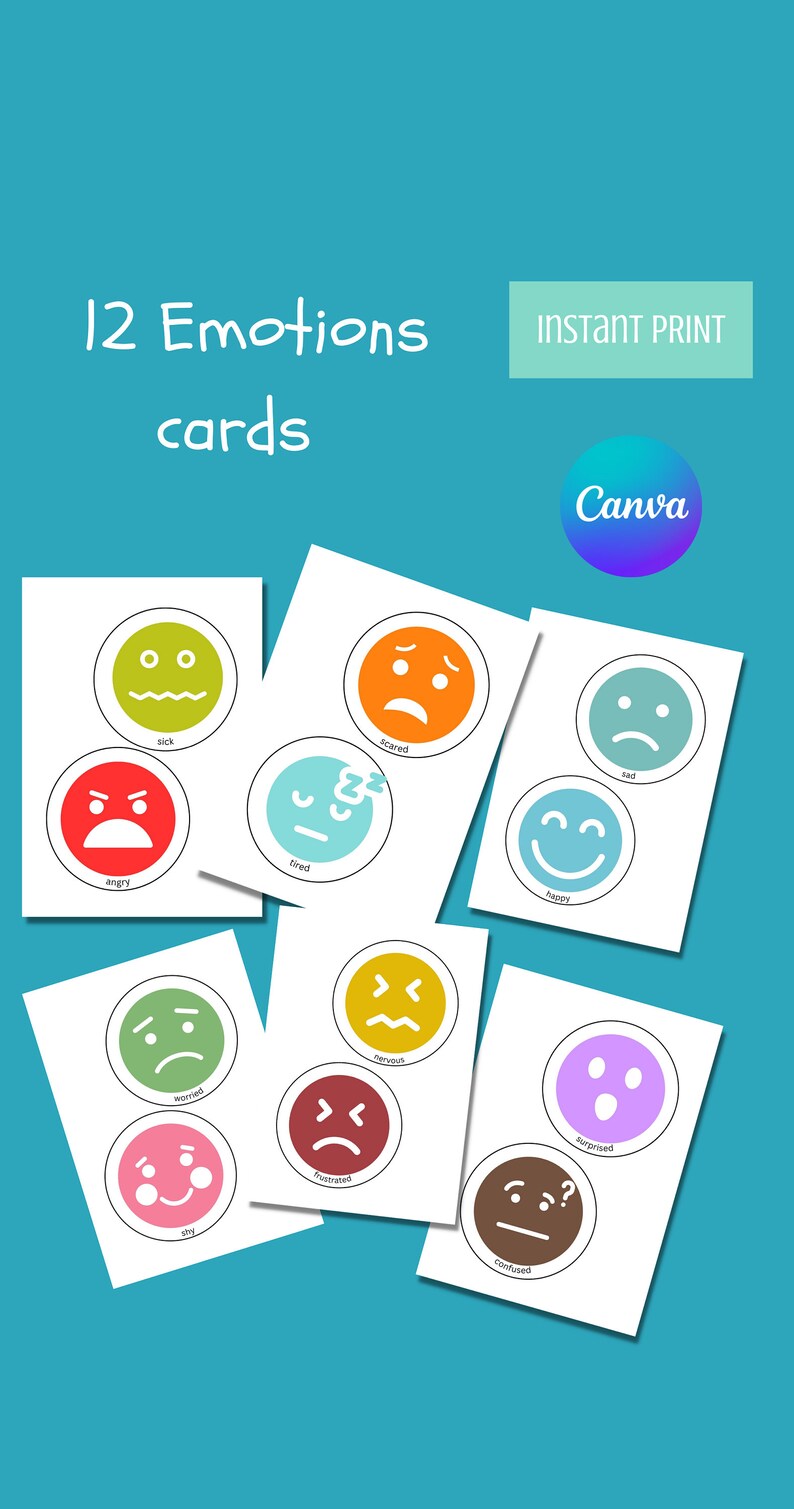 Emotion Faces, Printable Digital Download, Emotions Lacing Cards ...