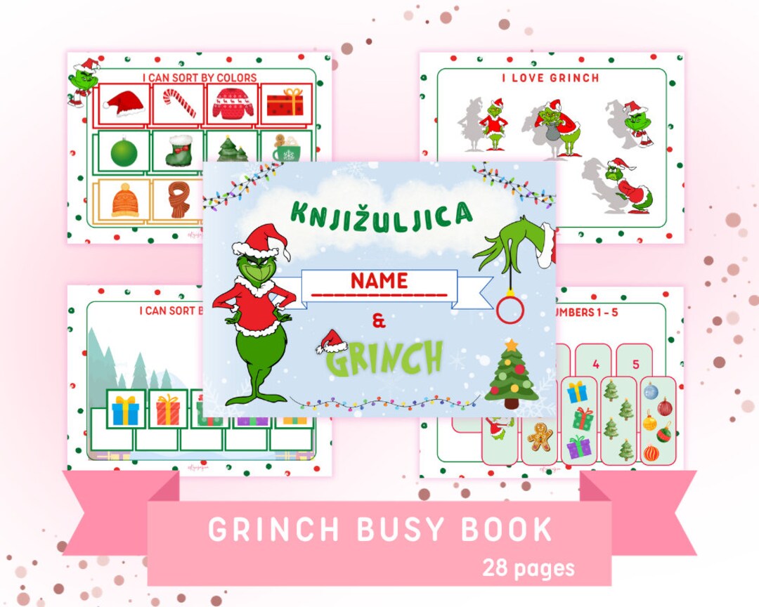 Grinch Preschool Toddler Busy Book, Homeschool Pre-k Binder Winter ...