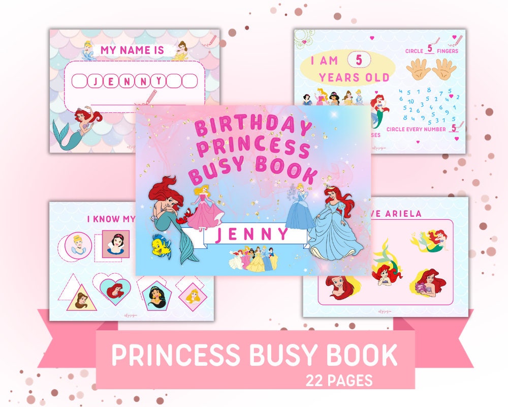 Princess Busy Book, Activity Printable Toddler, Birthday Busy Book ...