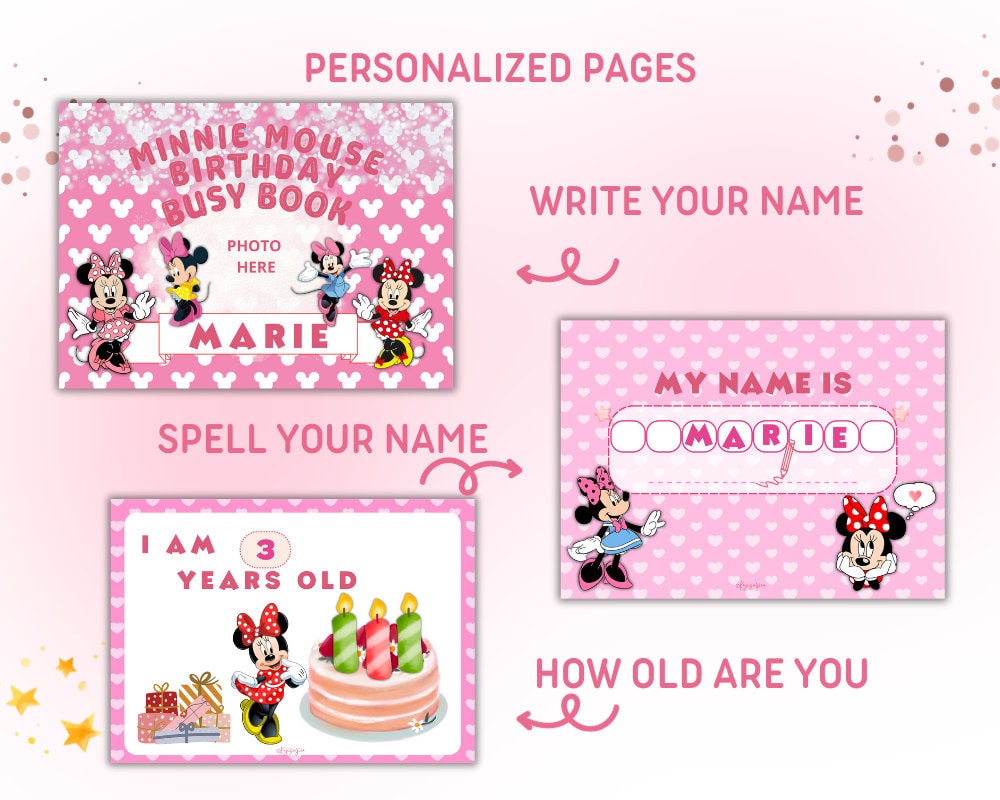 Personalized Minnie Mouse Busy Book: Toddler Learning Binder (PDF Pages ...