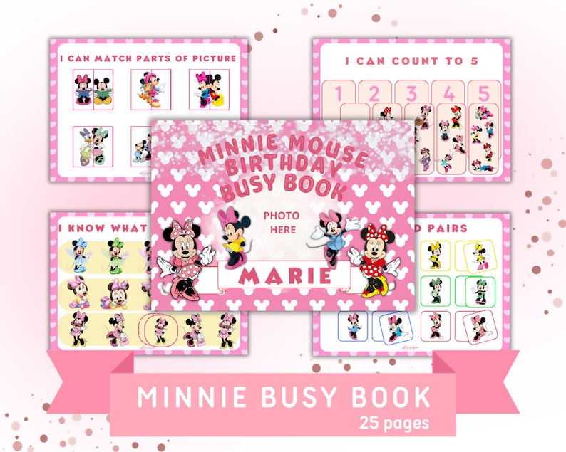 Personalized Minnie Mouse Busy Book: Toddler Learning Binder (PDF Pages ...