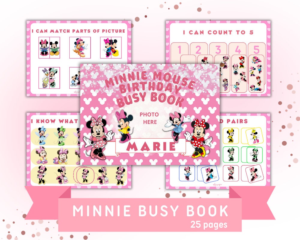 Personalized Minnie Mouse Busy Book: Toddler Learning Binder (PDF Pages ...