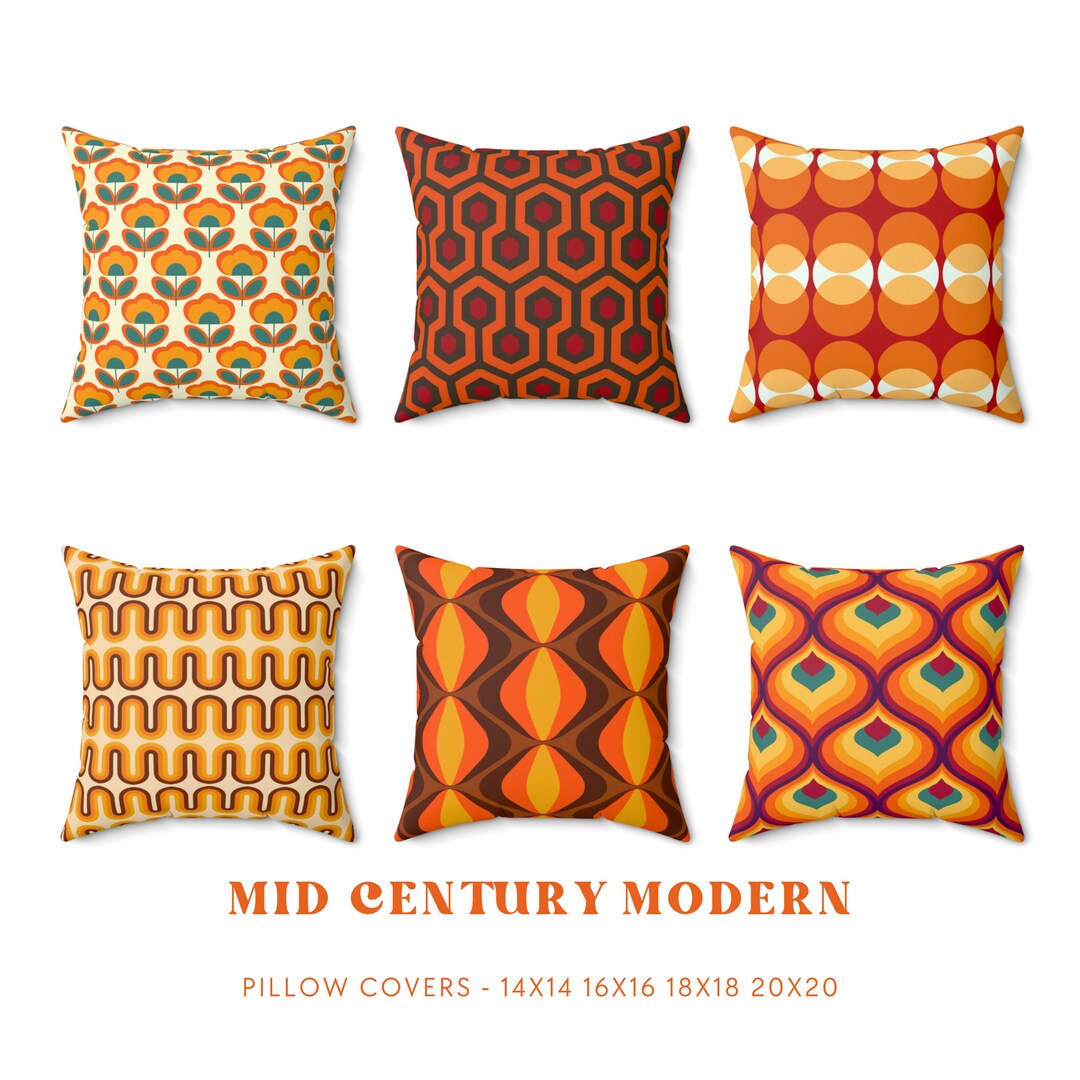 Mid Century Modern Pillow Case, Retro Print Pillow Cases, Pillow Case ...