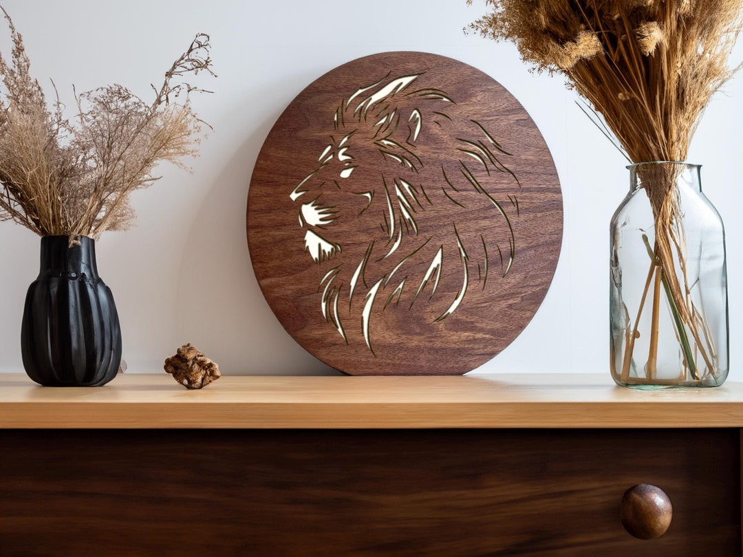 Lion Lamp With Warm White LED Lighting - Wildlife Decor, Animal Lamp ...
