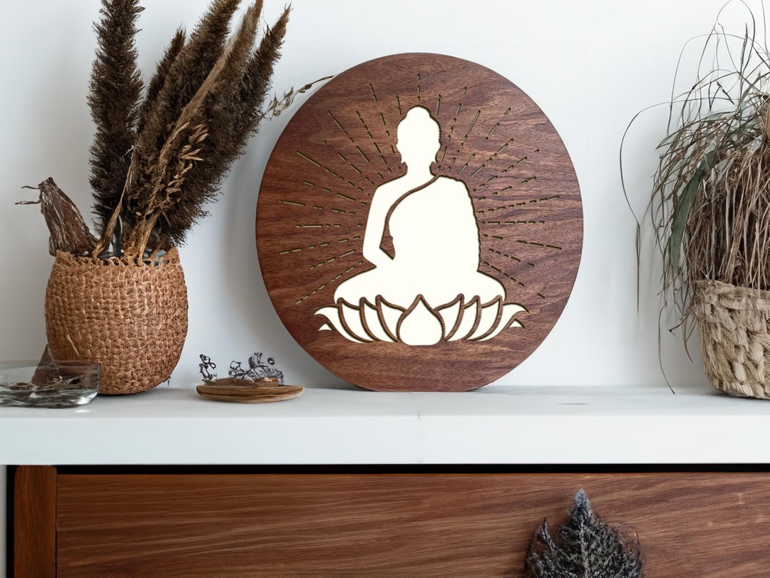 Buddha Wooden LED Lamp, Ambient Light, Meditation Lamp, Spiritual Decor ...