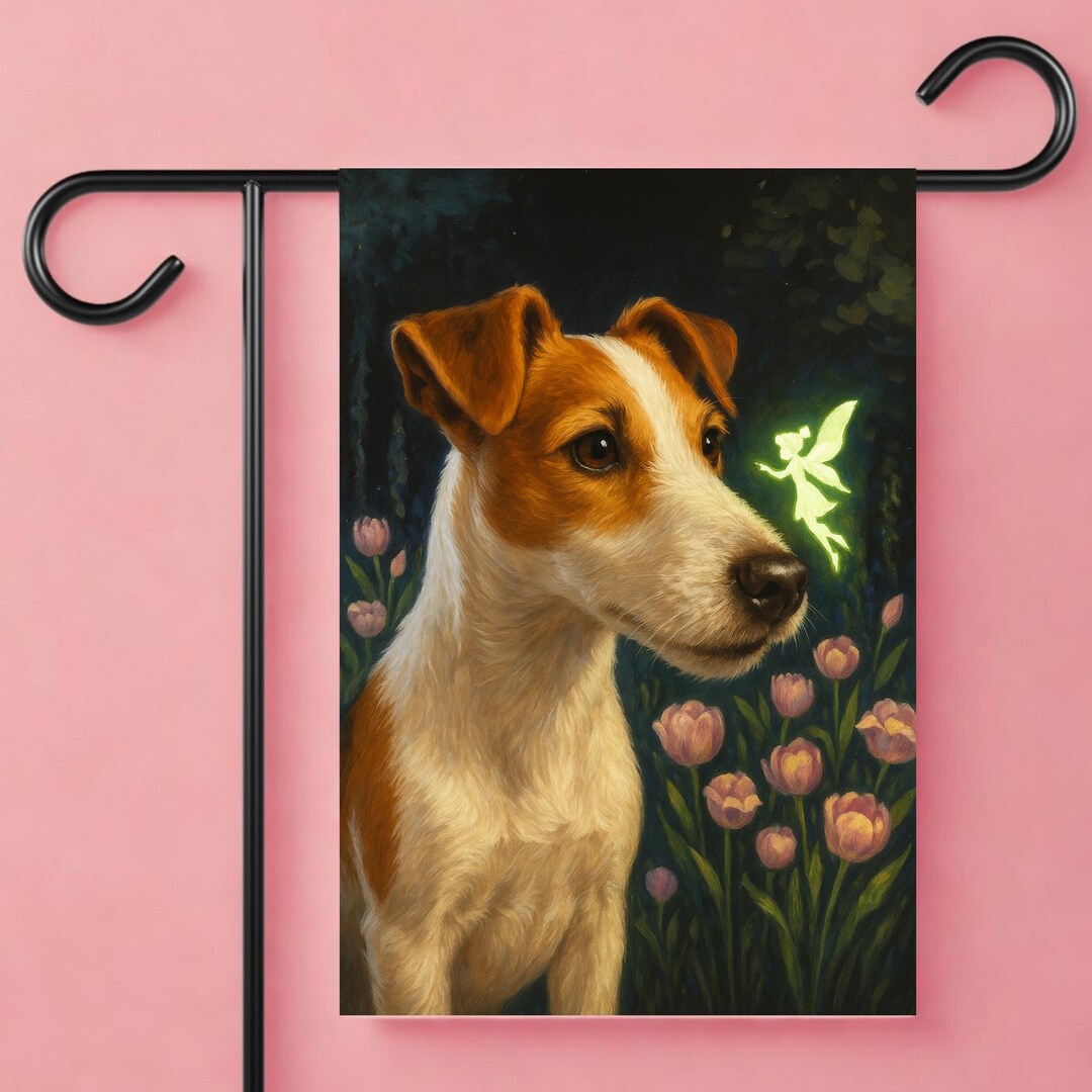 Fairy Garden Banner, Jack Russell Flag, Tinkerbell Housewarming Yard ...