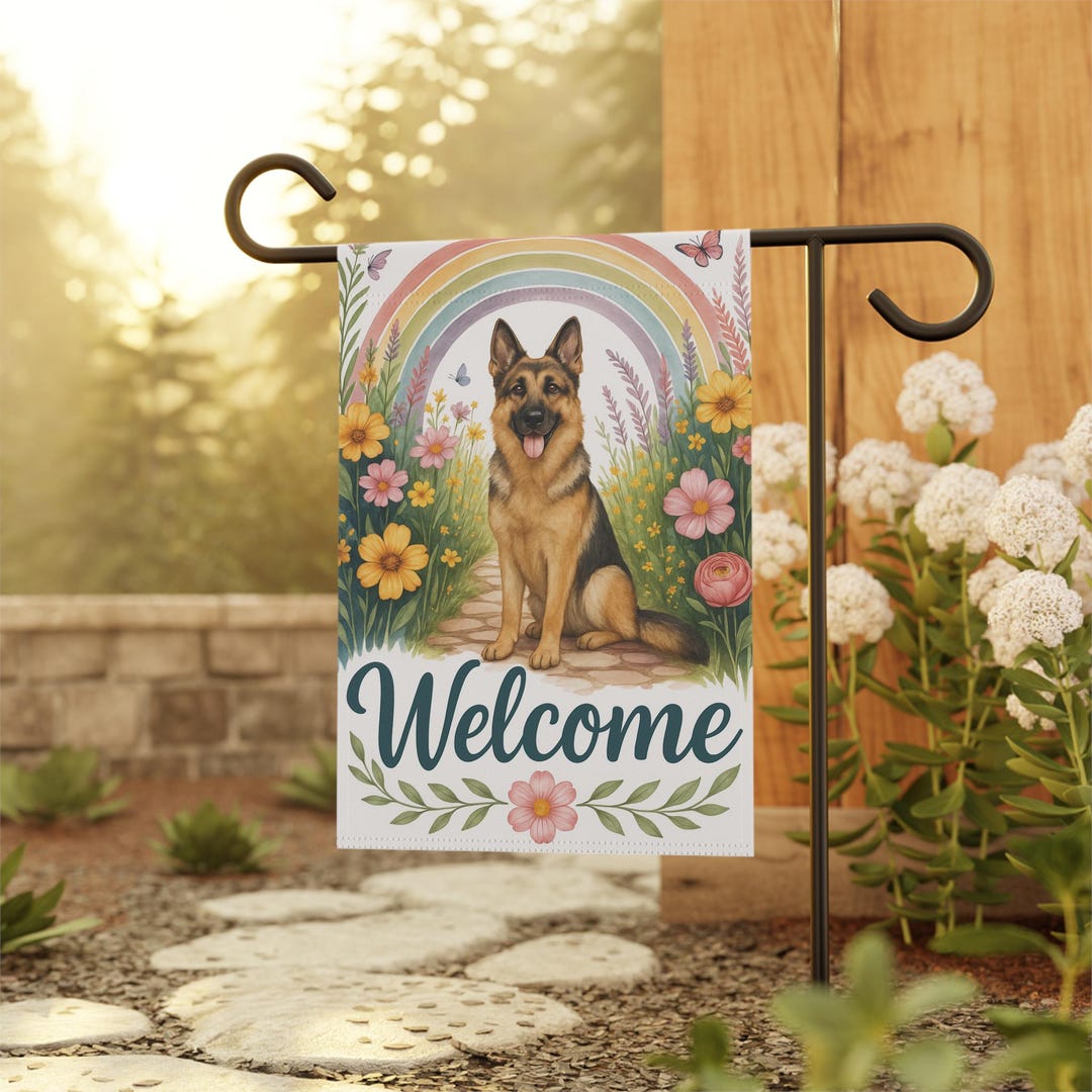 Garden Flag, German Shepherd Welcome Yard Decor, Outdoor Spring ...