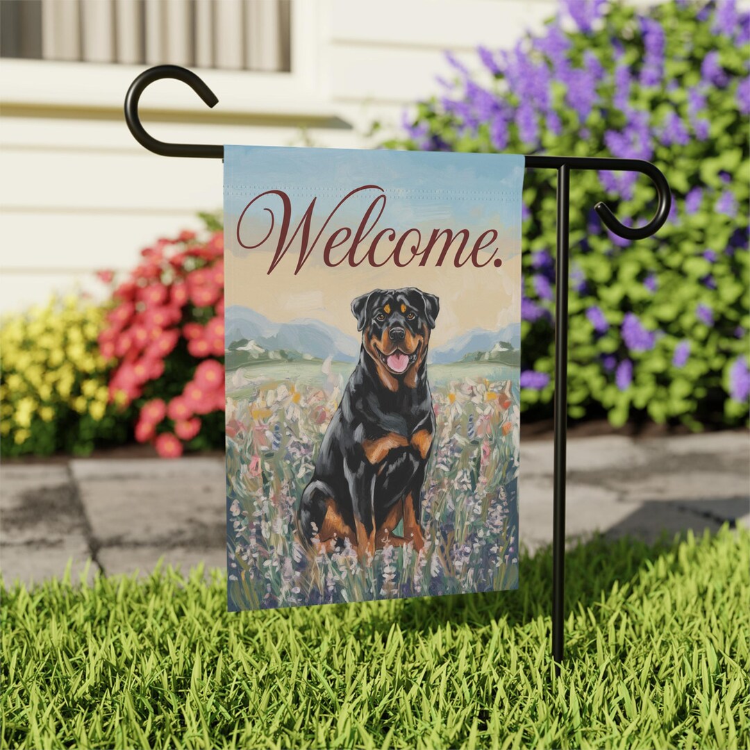 Rottweiler Garden Flag, Welcome Yard Decor, Front Yard Dog Sign ...