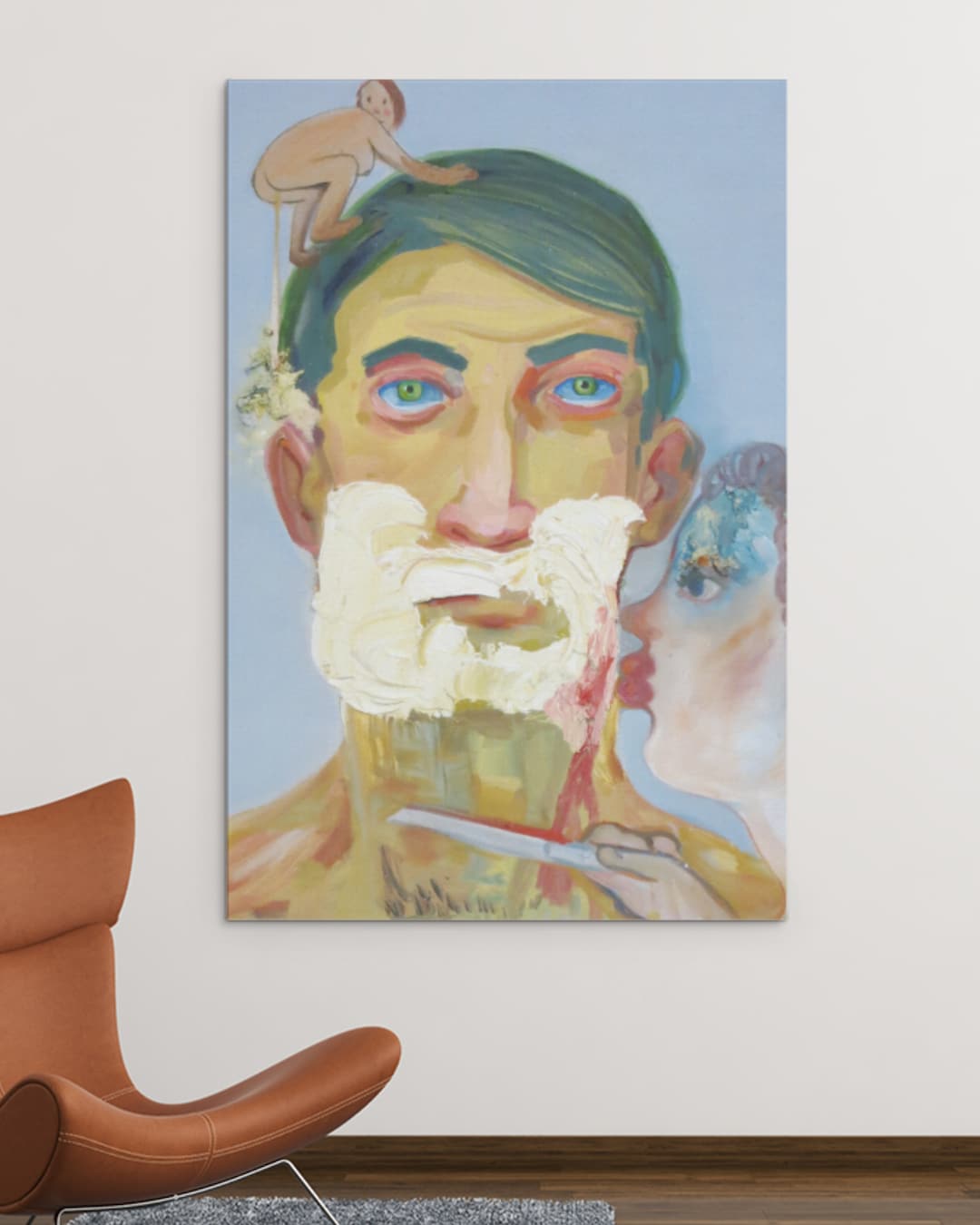 Humorous Painting, Realistic Portrayals Wall Art, Little Shaver by ...