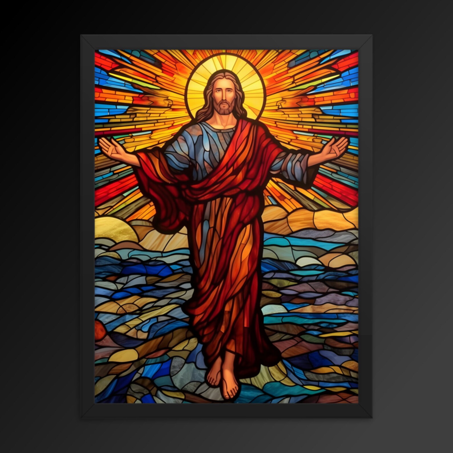 Jesus Christ Wall Art, Stained Glass Style Wall Art, Religious Artwork ...