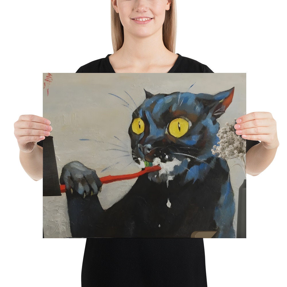 Cat Poster Art, Fun Cat Wall Décor , Cat Portrait, Cat Memorial, Funny ...