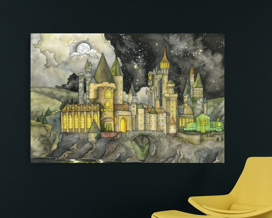 Wizarding School Painting, Print of Wizard Castle, Fantasy Castle ...