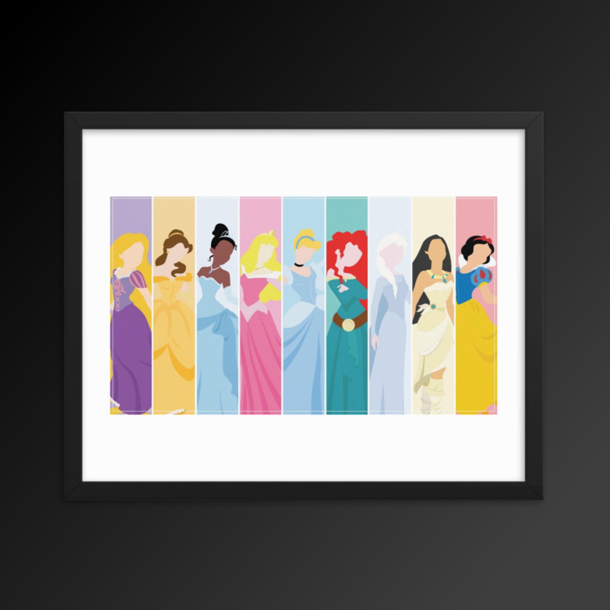 Framed Princess Art Prints for Girls Nursery, Disney Princess Art for ...