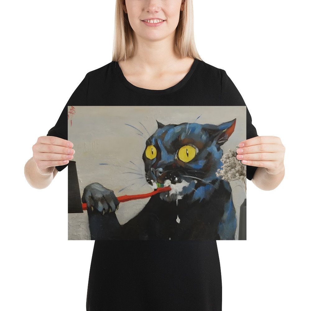 Cat Poster Art, Fun Cat Wall Décor , Cat Portrait, Cat Memorial, Funny ...