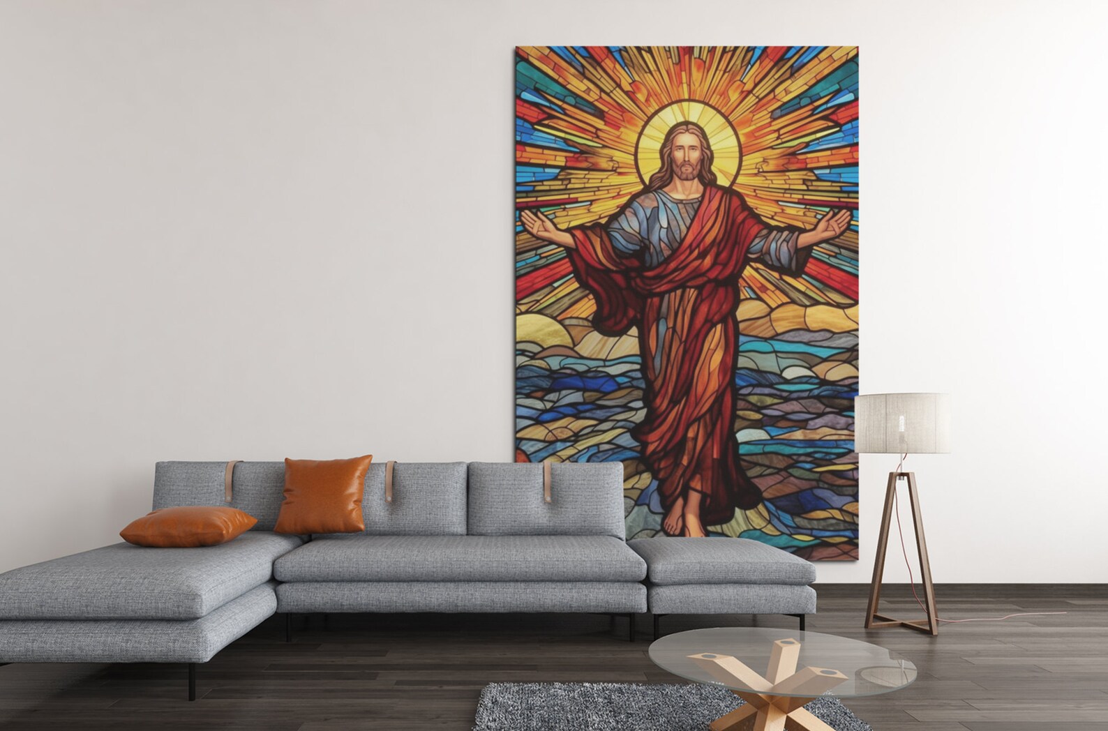 Jesus Christ Wall Art, Stained Glass Style Wall Art, Religious Artwork ...