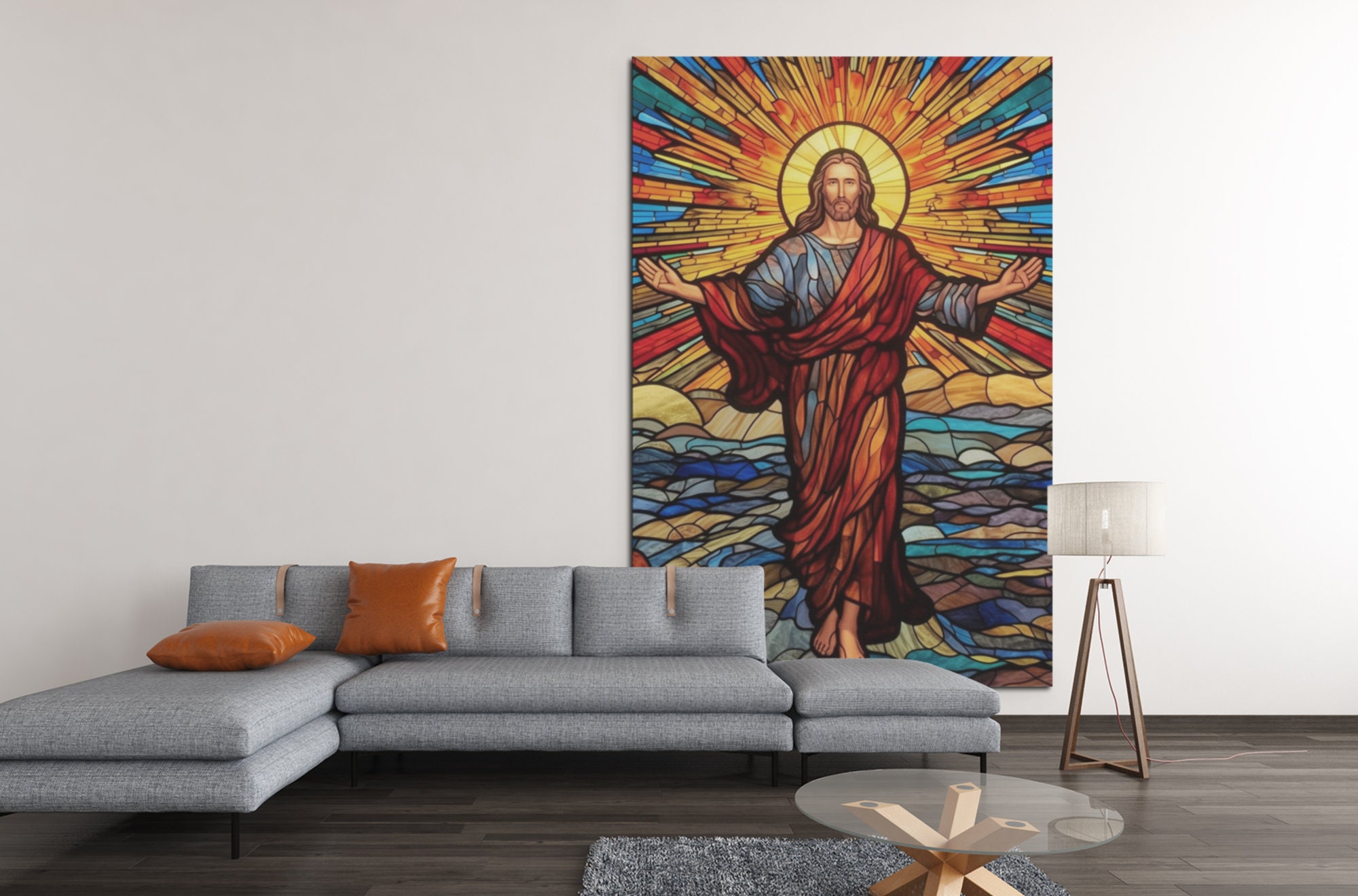 Jesus Christ Wall Art, Stained Glass Style Wall Art, Religious Artwork ...