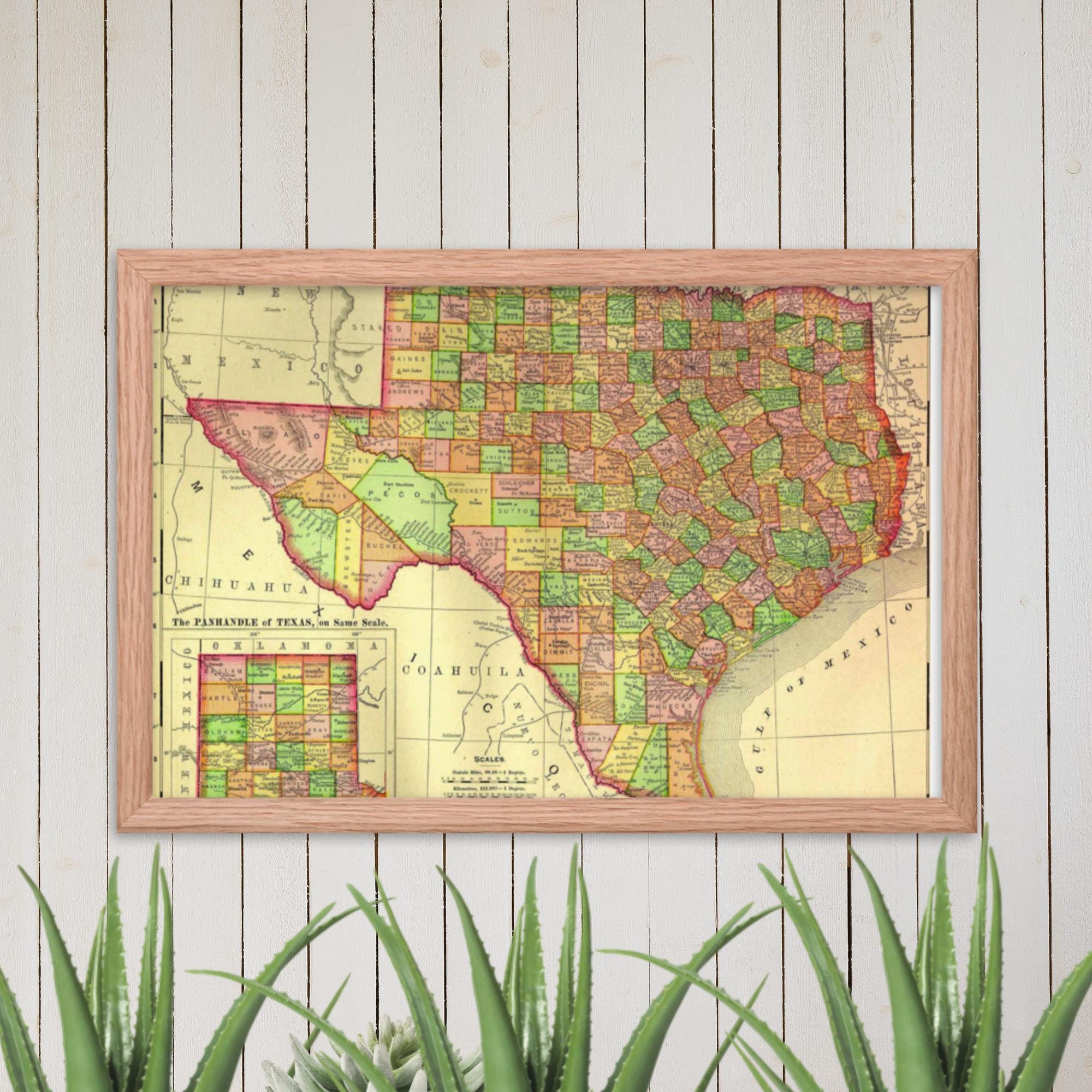 Texas Map, Map of Texas, Texan's Map, City Maps, Maps Wall Art, City ...