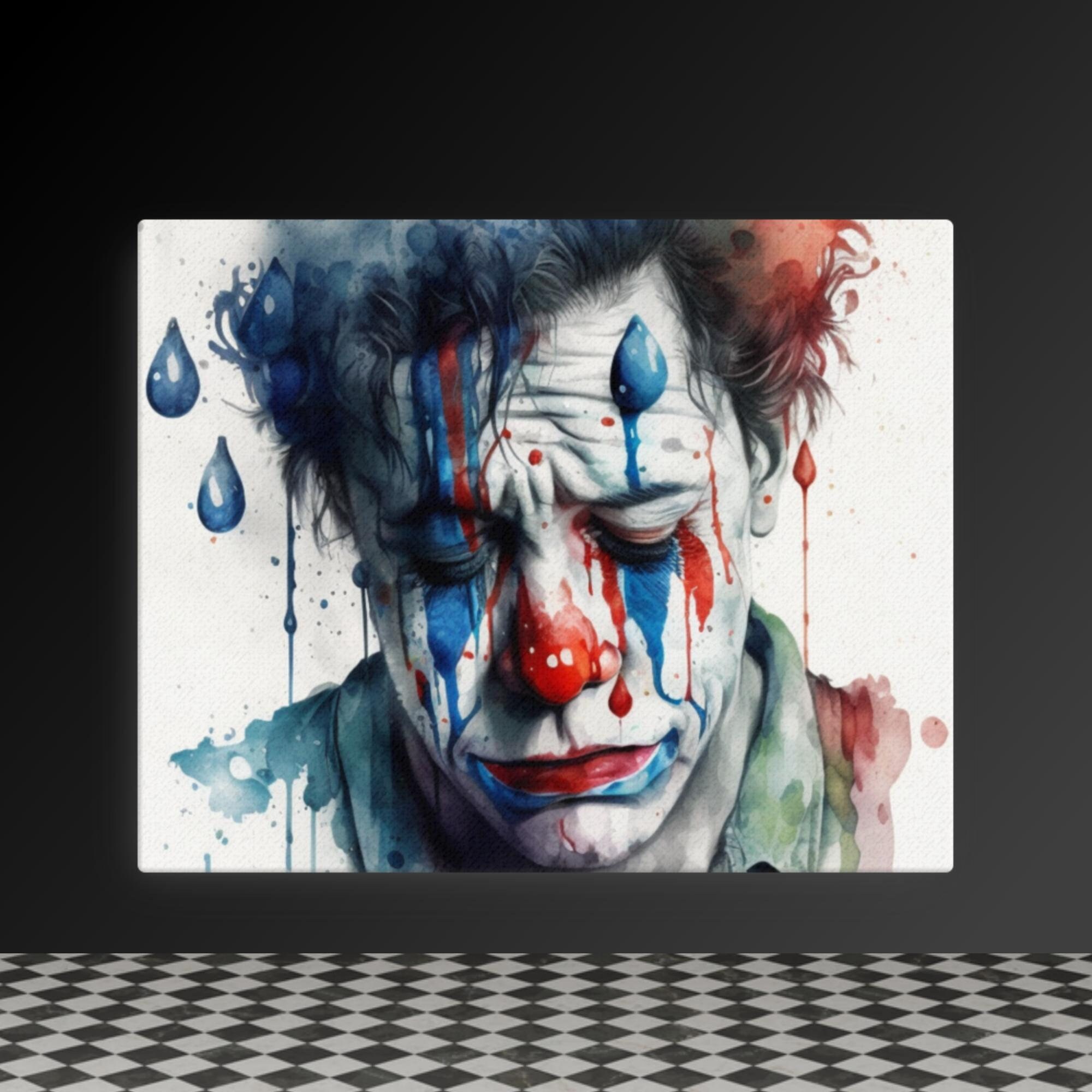 Sad Clown Canvas, Joker Art Work , Wall Decor, Clown Painting ...