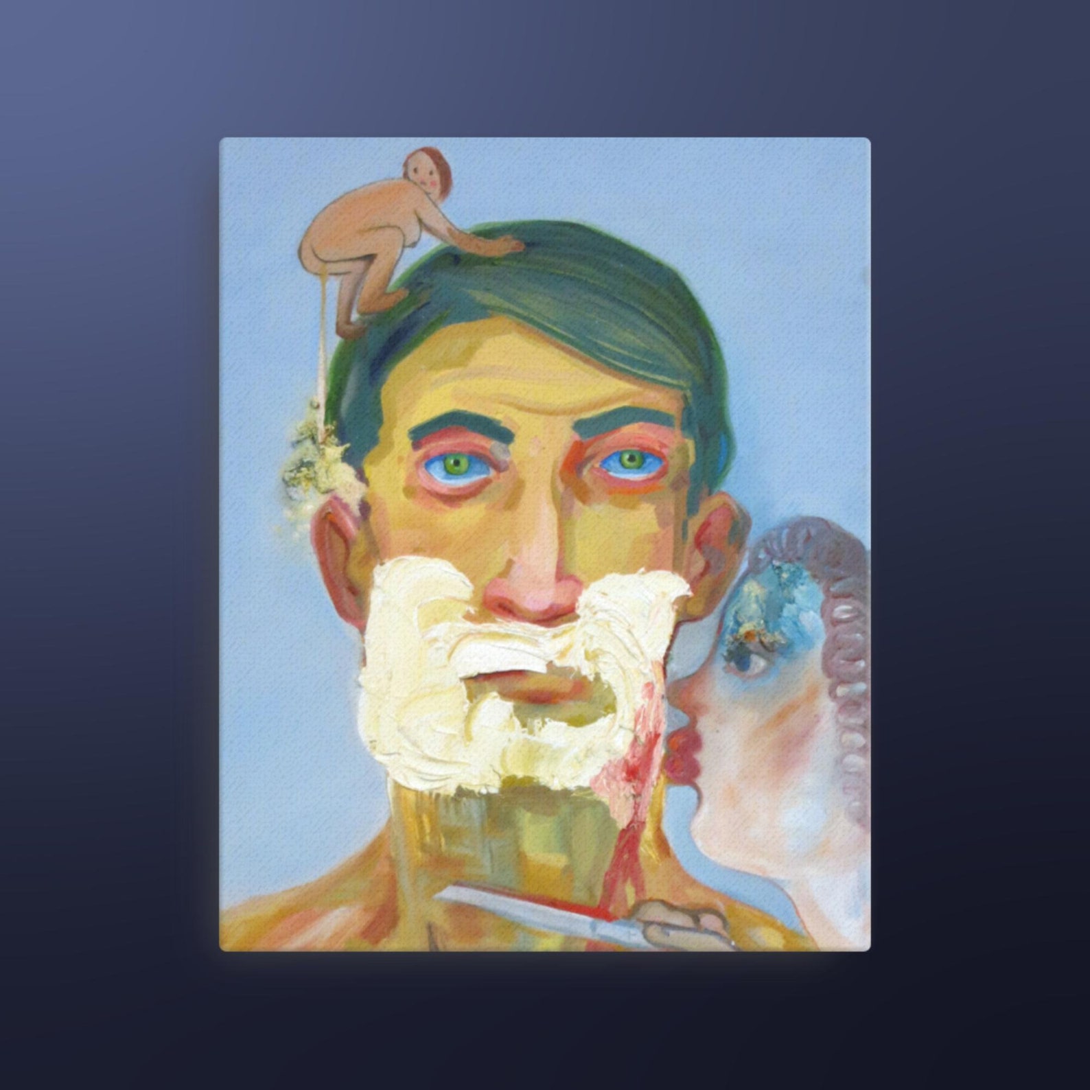 Humorous Painting, Realistic Portrayals Wall Art, Little Shaver by ...